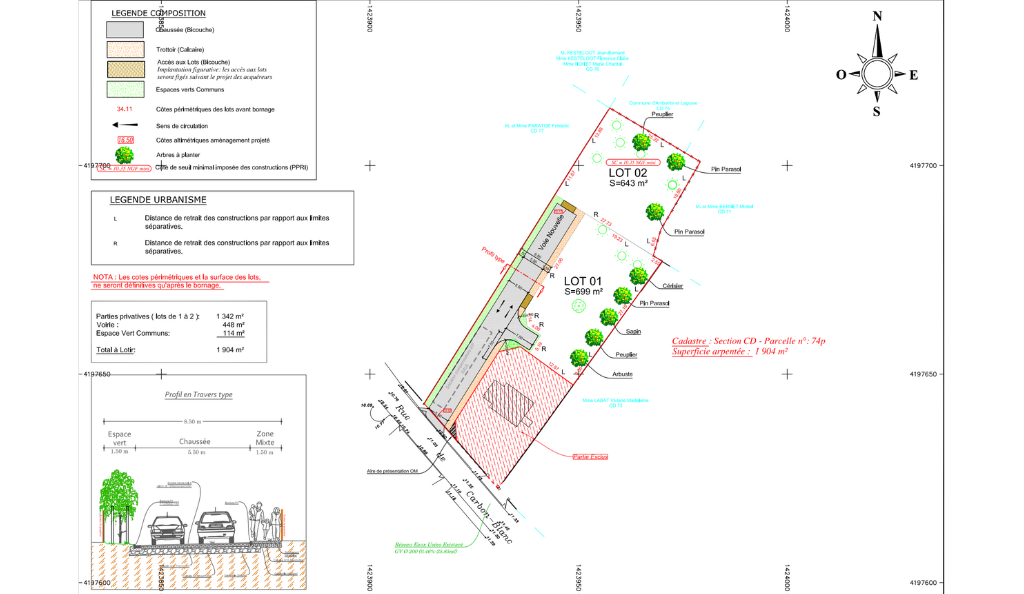 Division d'une parcelle en 3 lots